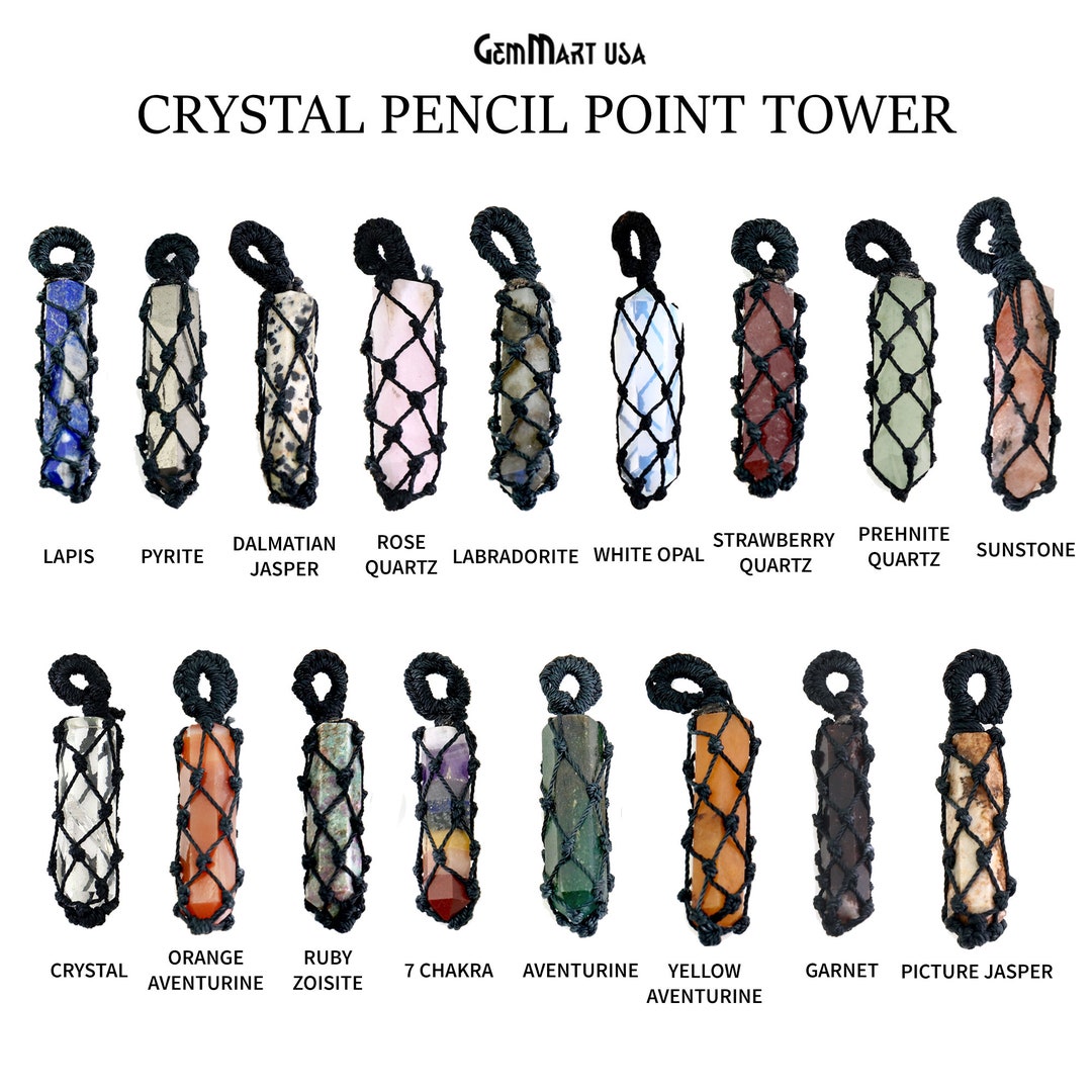 Crystal Holder Macrame Terminated Gemstone Necklace|59x11mm Crystal ...