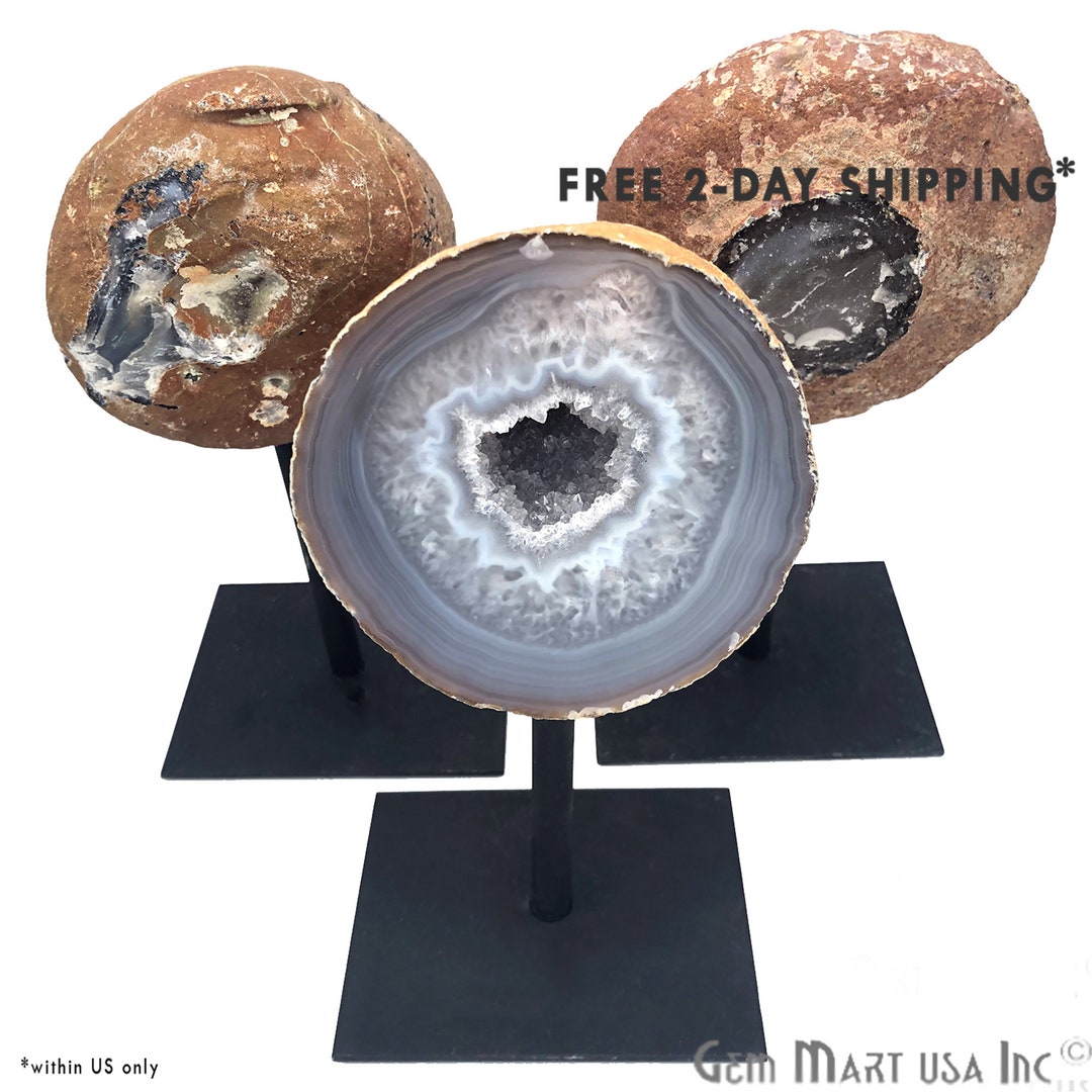 Geode Metal Holder, Gemstone Home Decor, Rocks and Minerals, Crystals ...