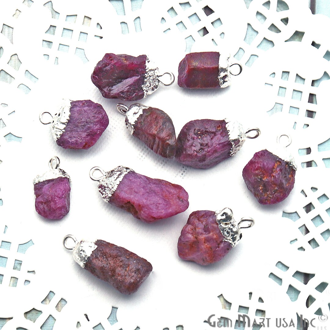 Ruby Natural Raw Nugget Crystal Gemstone Silver Electroplated, Jewelry ...