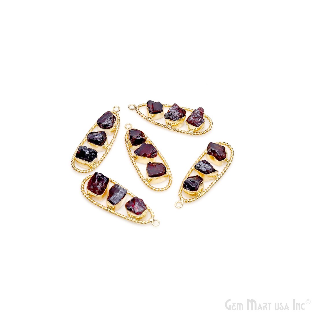 Garnet Rough Gemstone Free Form, Oval Gold-plated Twisted Bezel Setting ...