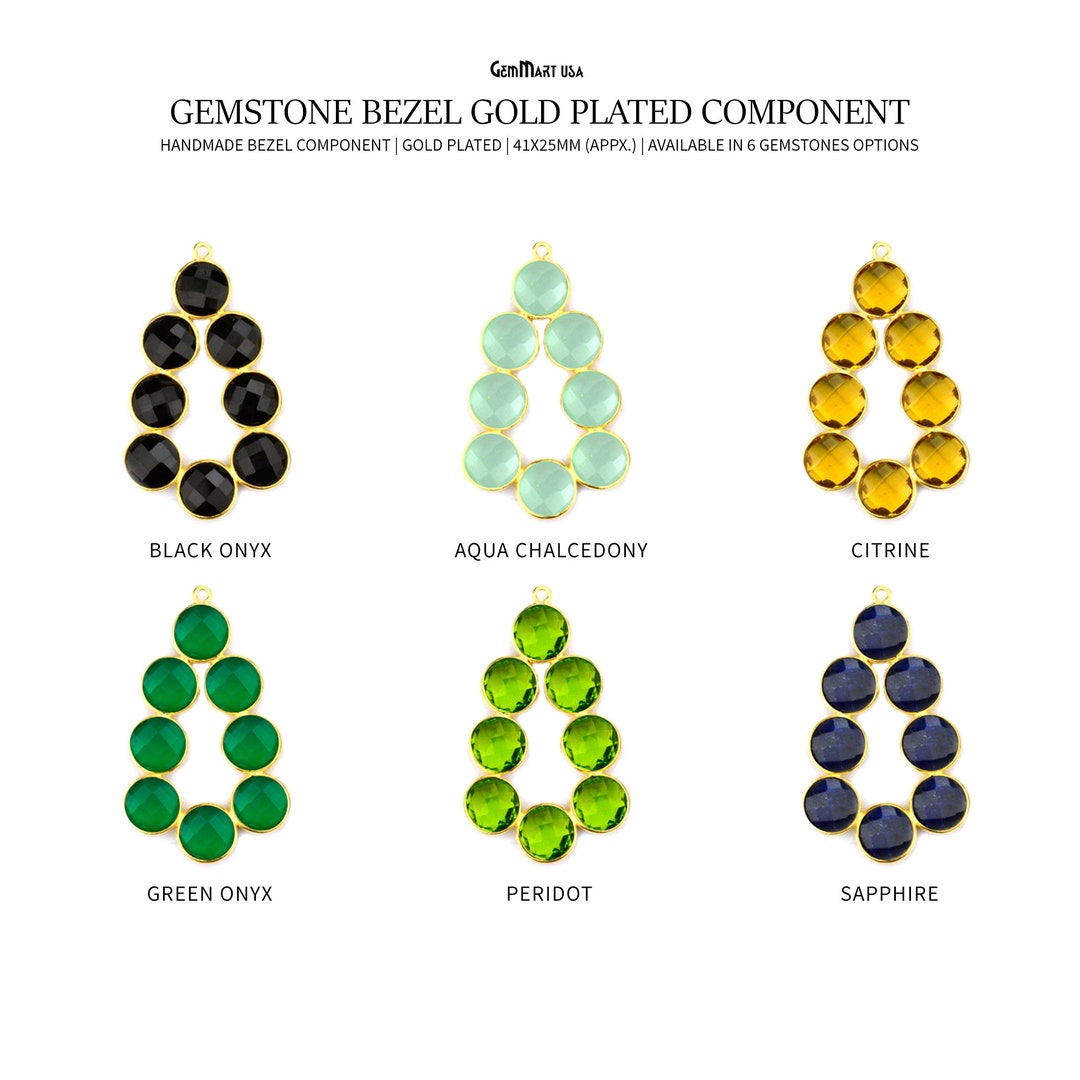 Gemstone Bezel Component, Gold Plated Connector, Bezel Setting, 24k ...