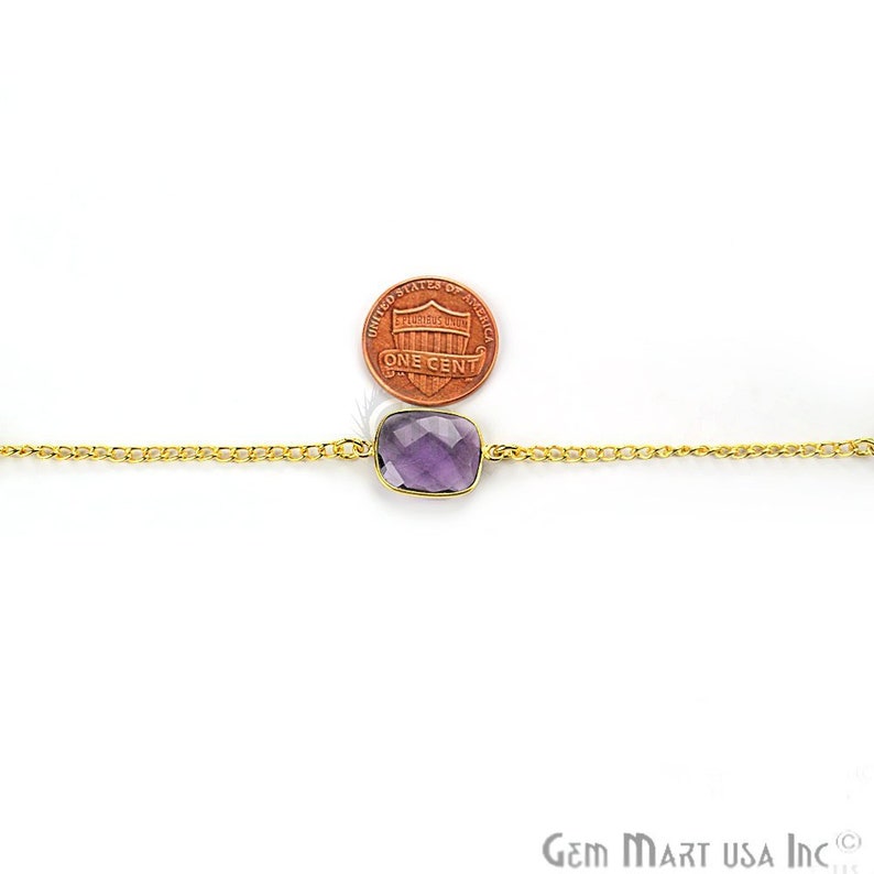 Amethyst Bezel Connector Chain, Gold Plated Gemstone Chain, Bracelet ...