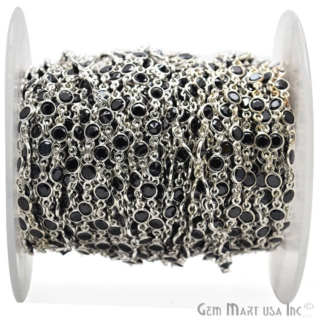 Black Zircon Connector Chain, Silver Chain, Continuous Connector Chain ...