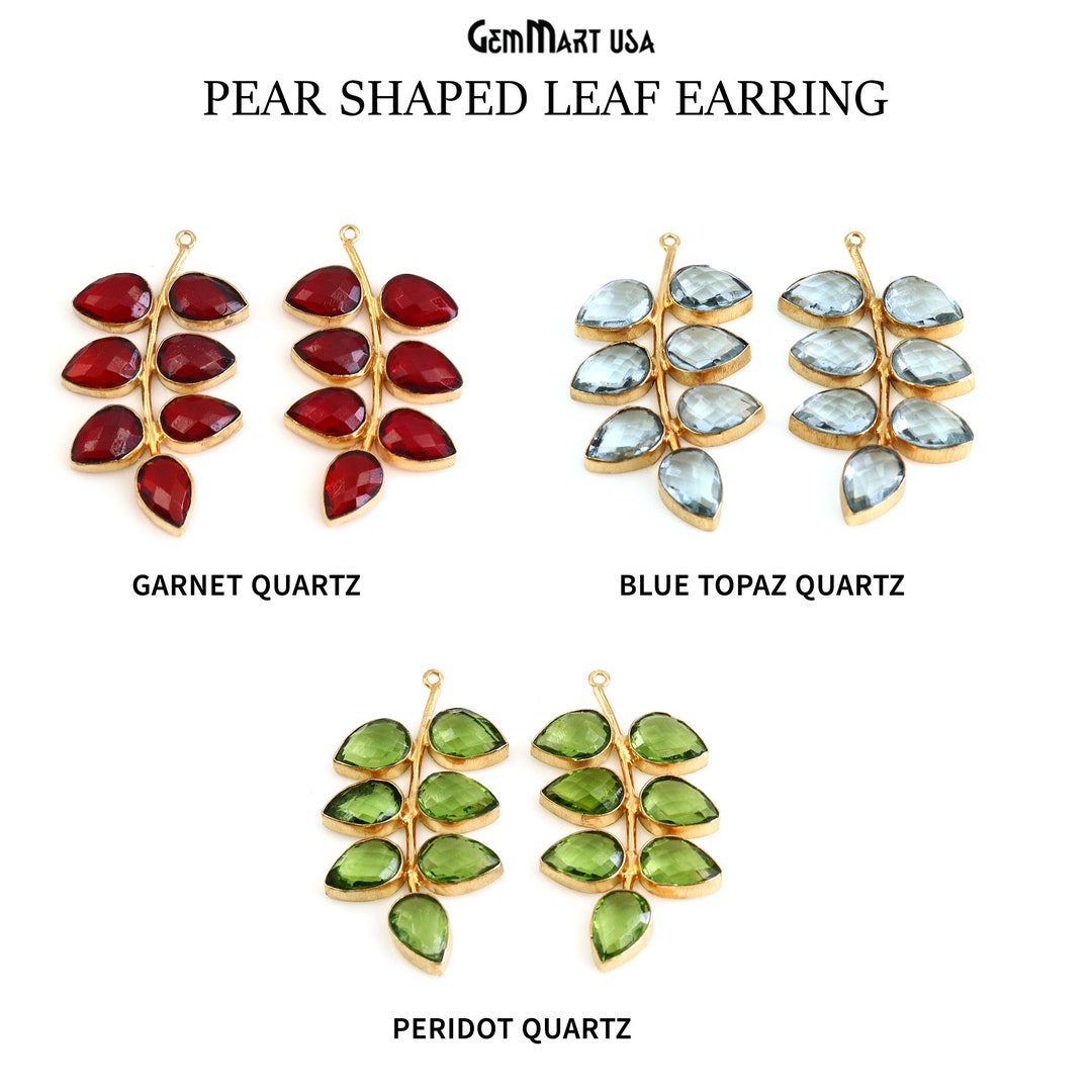 Pear Shaped Leaf Earring, Gold Plated Leaf DIY Component Charm, Pear ...