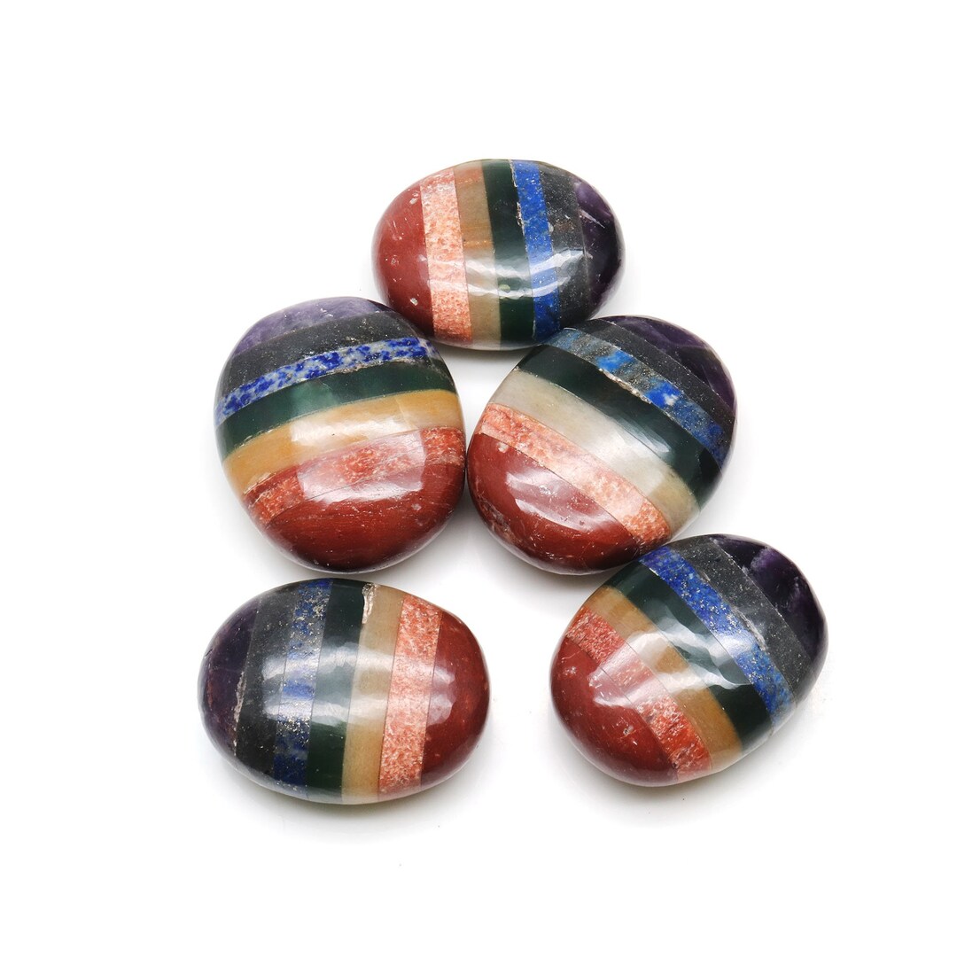 Seven Chakra Healing Worry Stone Reiki Chakra Crystal, Energy Charger ...