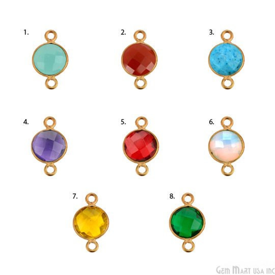 Gemstone Bezel Connector, 8mm Round Shape Connector, Gold Connector ...