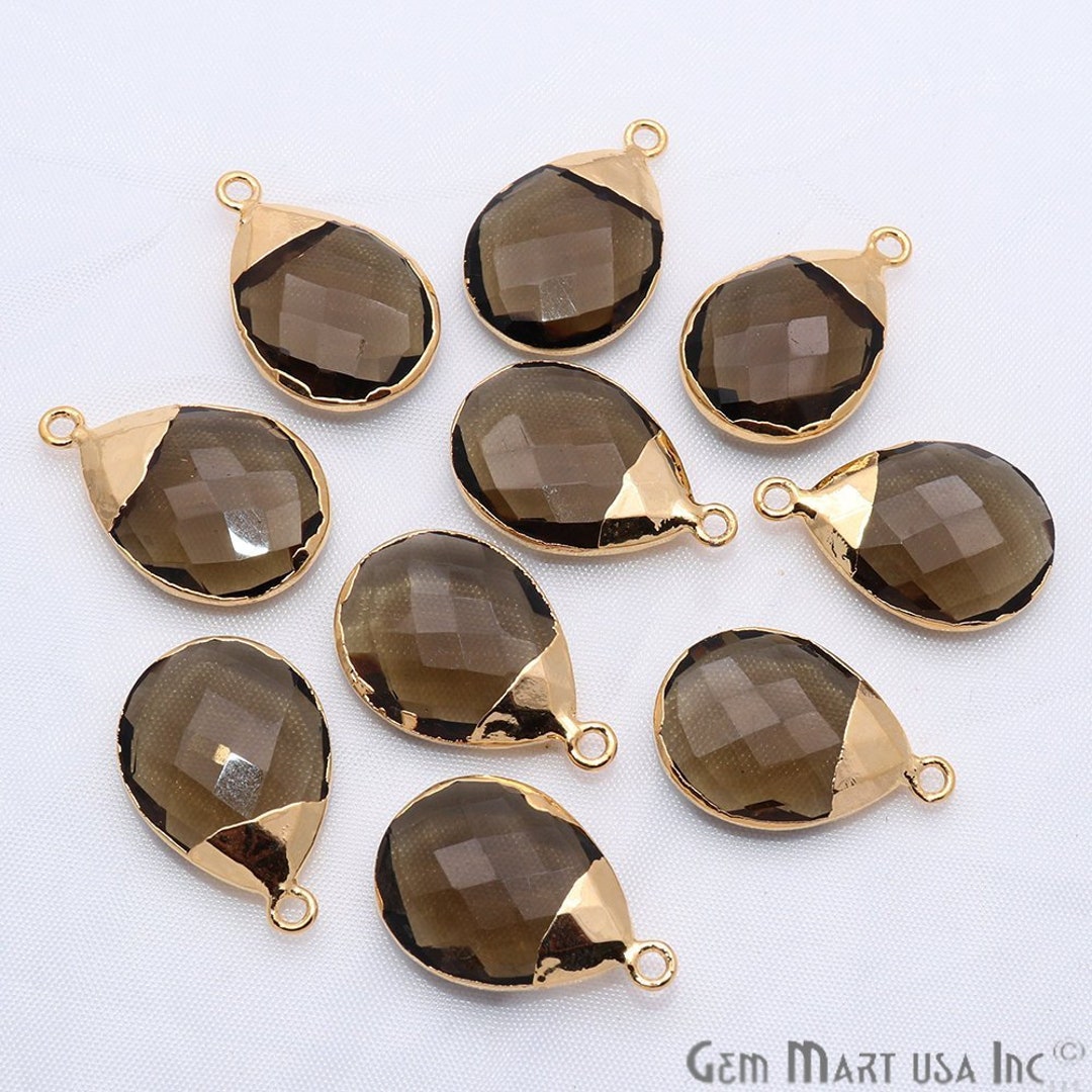 Smoky Topaz Connectors, 15x20mm Pear Connector, Gemstone Connectors ...