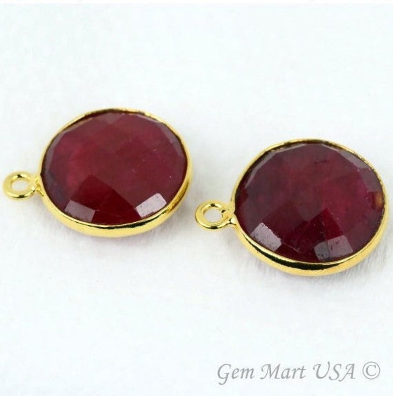 Natural Ruby Bezel Round Shape Connector14mm Round 24k Gold - Etsy