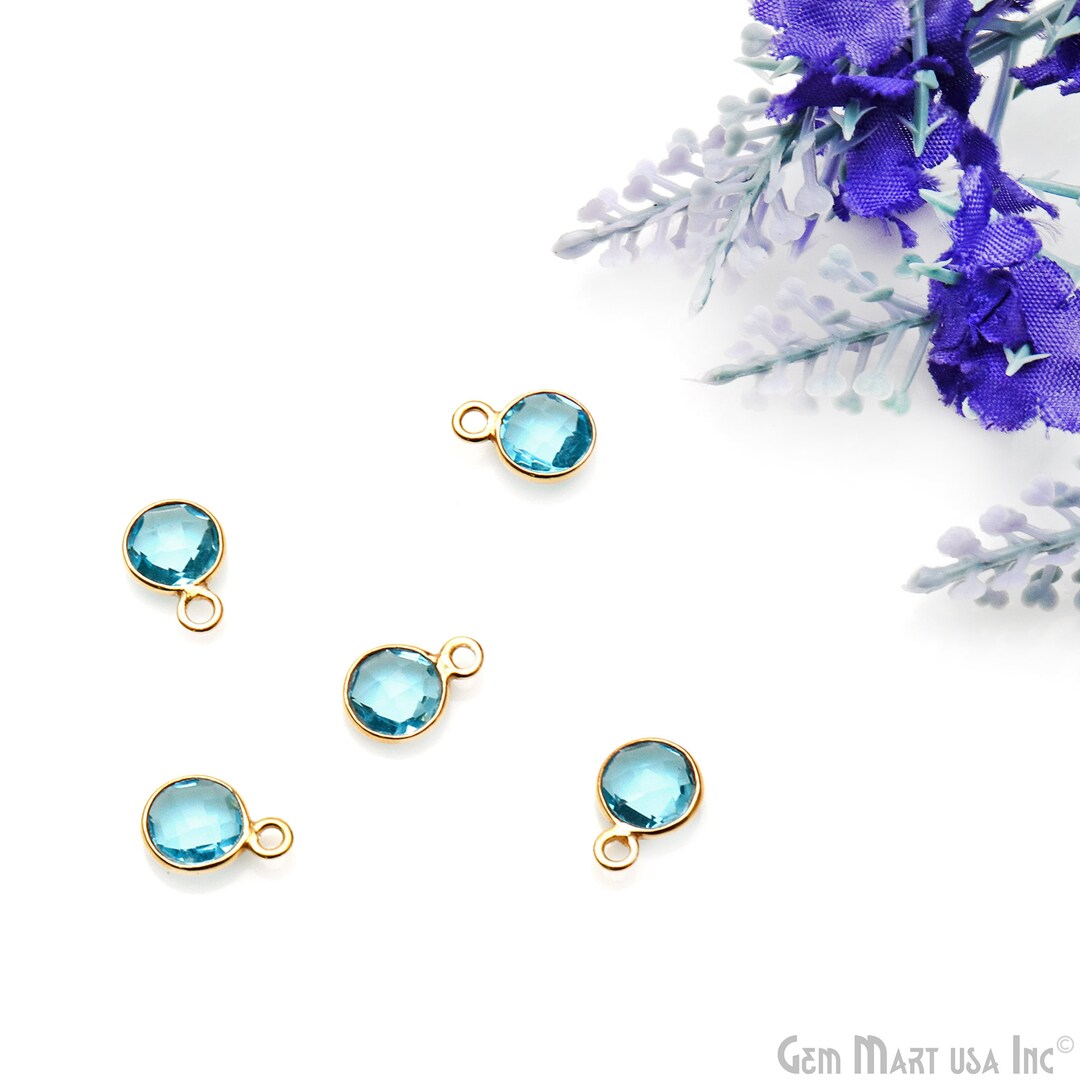 Blue Topaz Quartz Connector, 6mm Round Connector, Jewelry Making ...