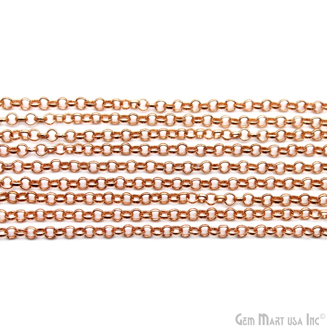Rose Gold Bubble Link Chain, 4mm Round Rose Gold Findings, Necklace ...