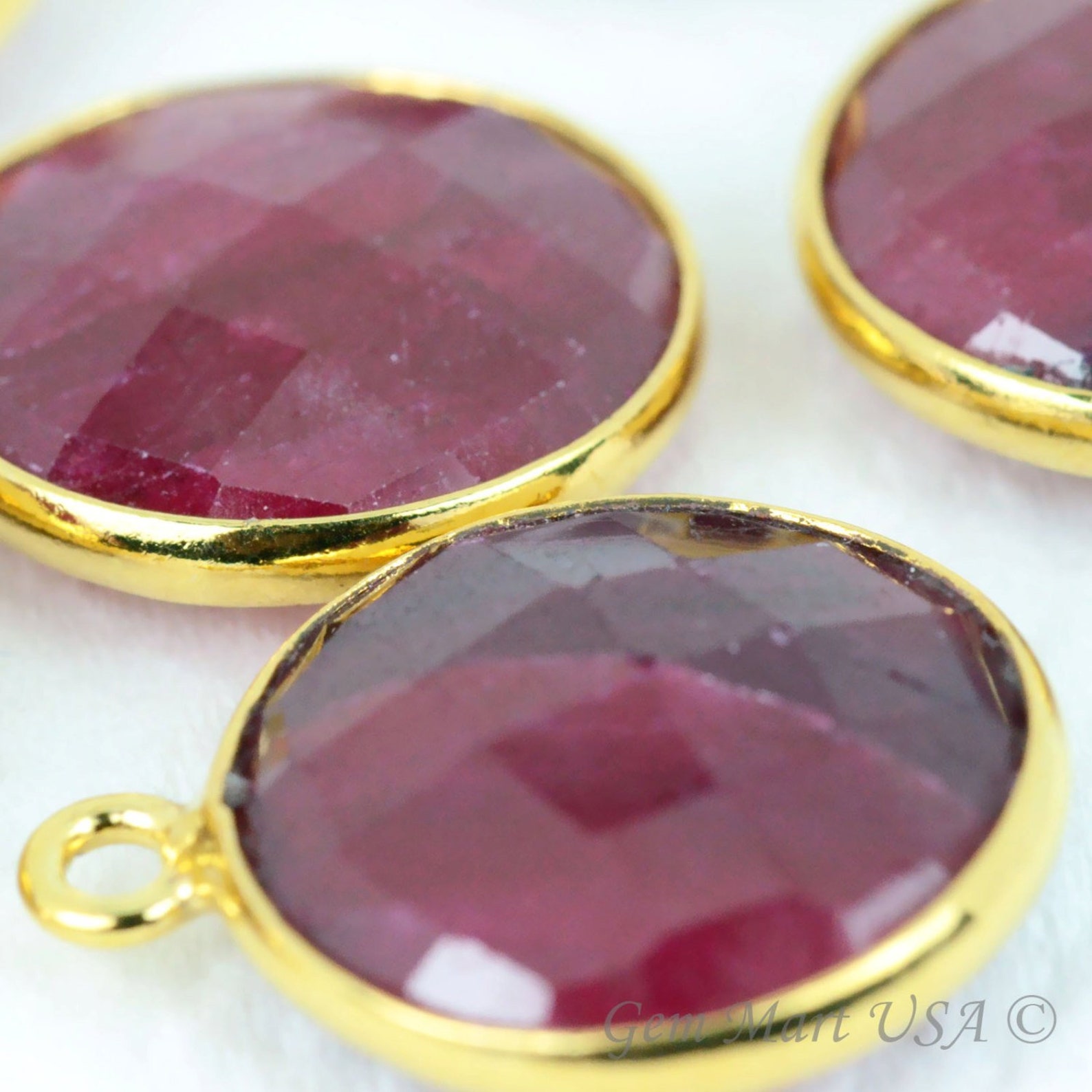 Natural Ruby Bezel Round Shape Connector14mm Round 24k Gold - Etsy