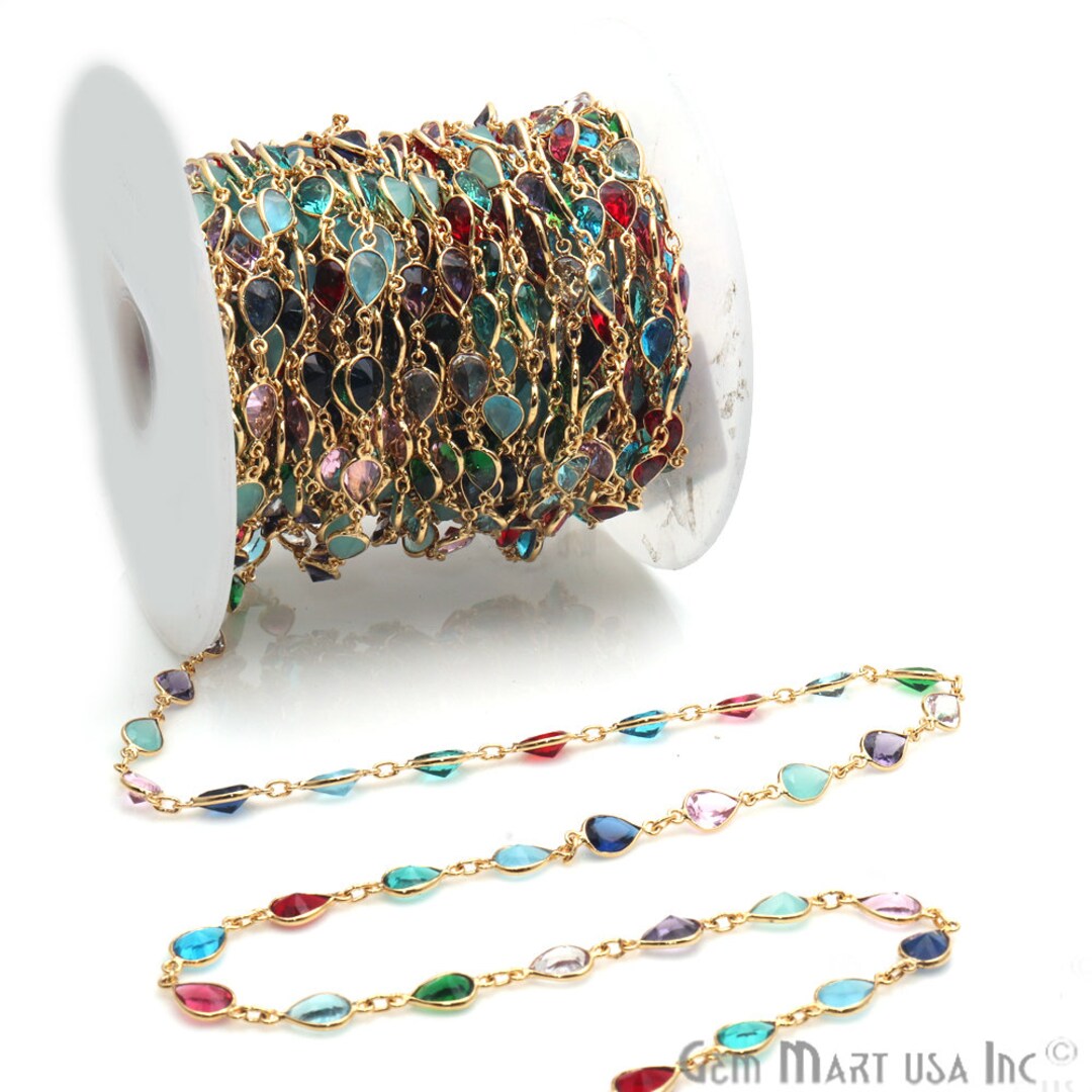 Multi Color Connector Chain, Bezel Chain, Connector, Link Chain, Gold ...