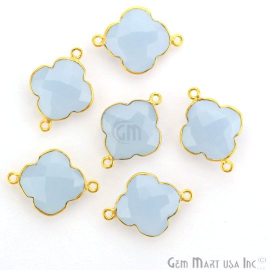 Light Blue Chalcedony Clover Shape Pendant 16x22mm Double | Etsy