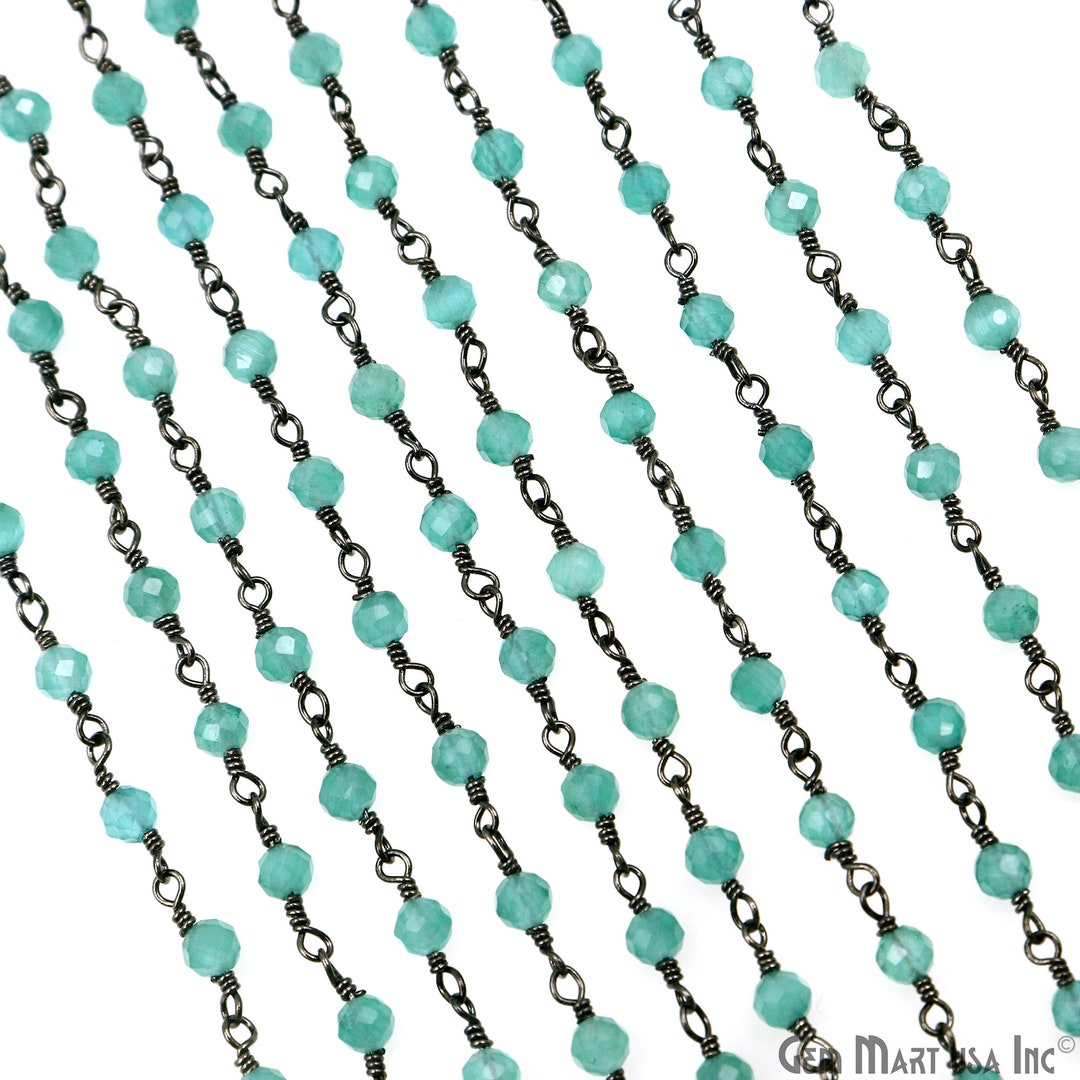 Dark Green Monalisa Chain, Rosary Chain, Faceted Bead Chain, Black ...