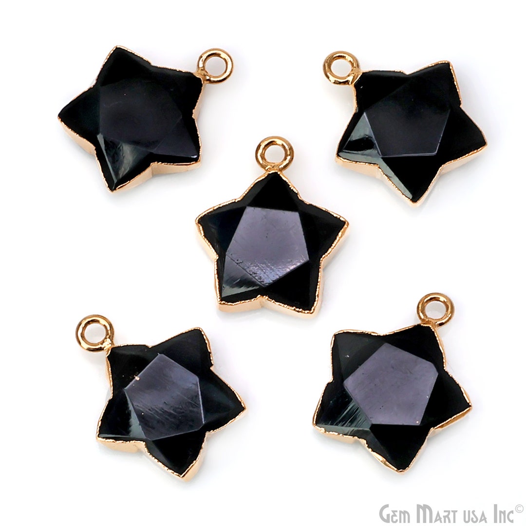 Star Connector, Black Onyx Star Connector, Single Bail Gold Connector ...