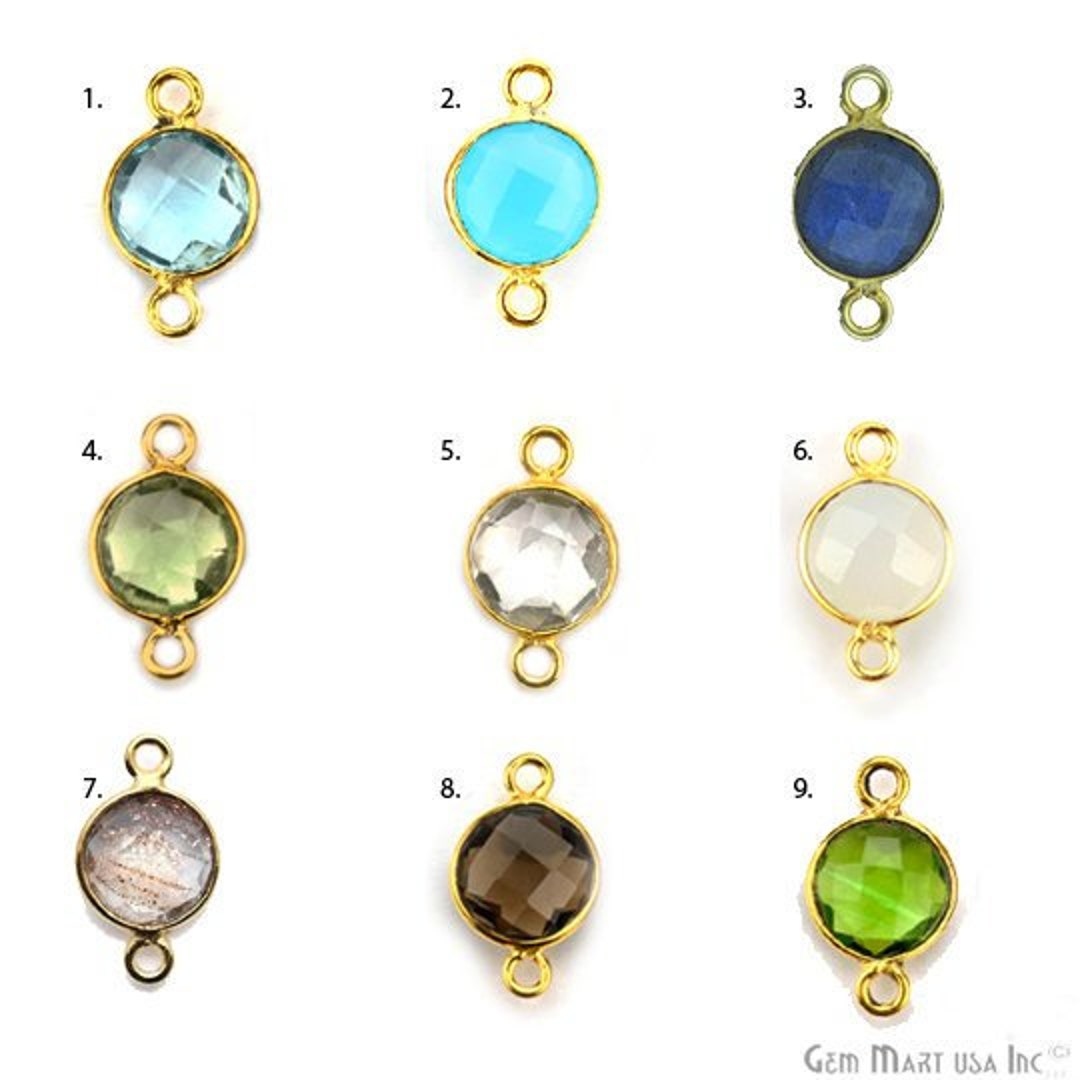 Gemstone Bezel Connector, 8mm Round Shape Connector, Gold Connector ...