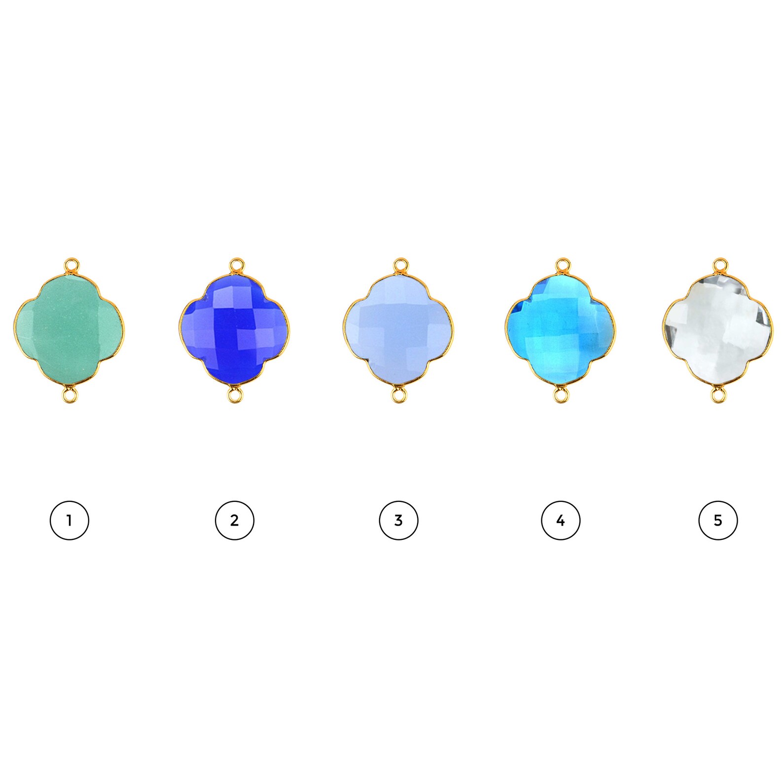 Clover Shape Gold Bezel Connector, 27x20mm Faceted Gemstone Pendant ...