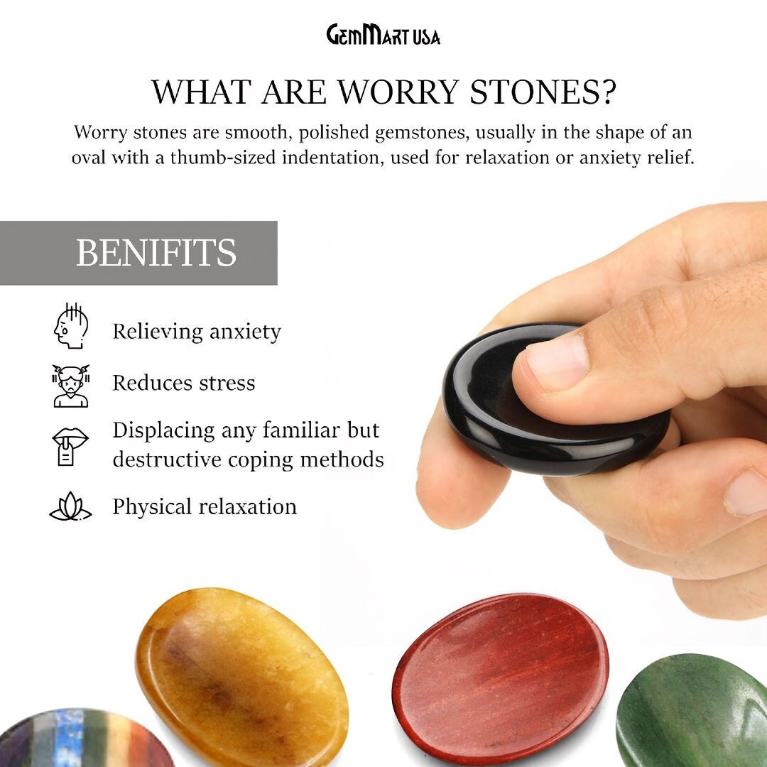 Thumb Meditation Gemstones, 39x29mm Oval Gemstones for Thumb, Hand ...