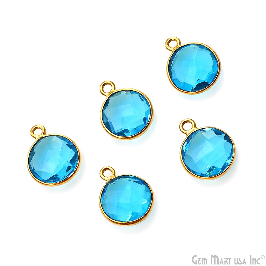 Blue Topaz Quartz Connector, 10mm Round Connector, Jewelry Making ...