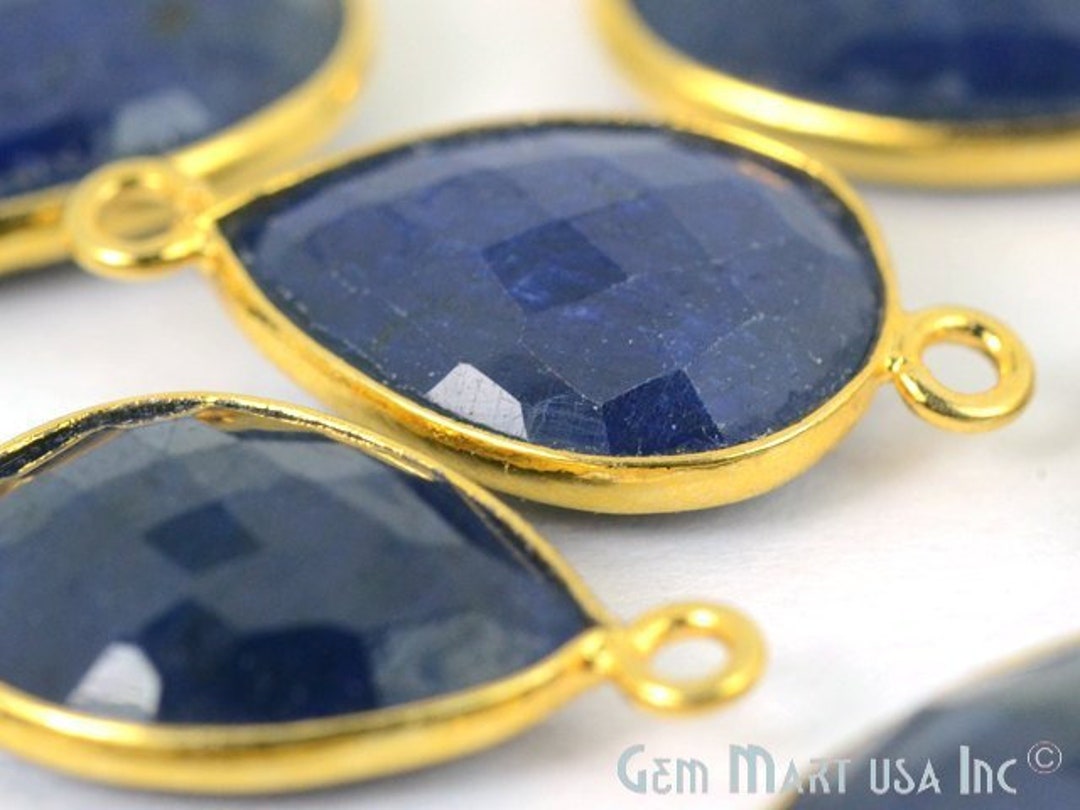Natural Sapphire Bezel Pears Shape Connector 10x14mm Pears - Etsy