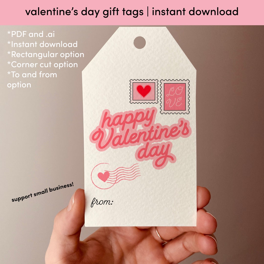 Valentine's Day Tag Printable, Valentine's Day Hang Tag, Valentine's ...