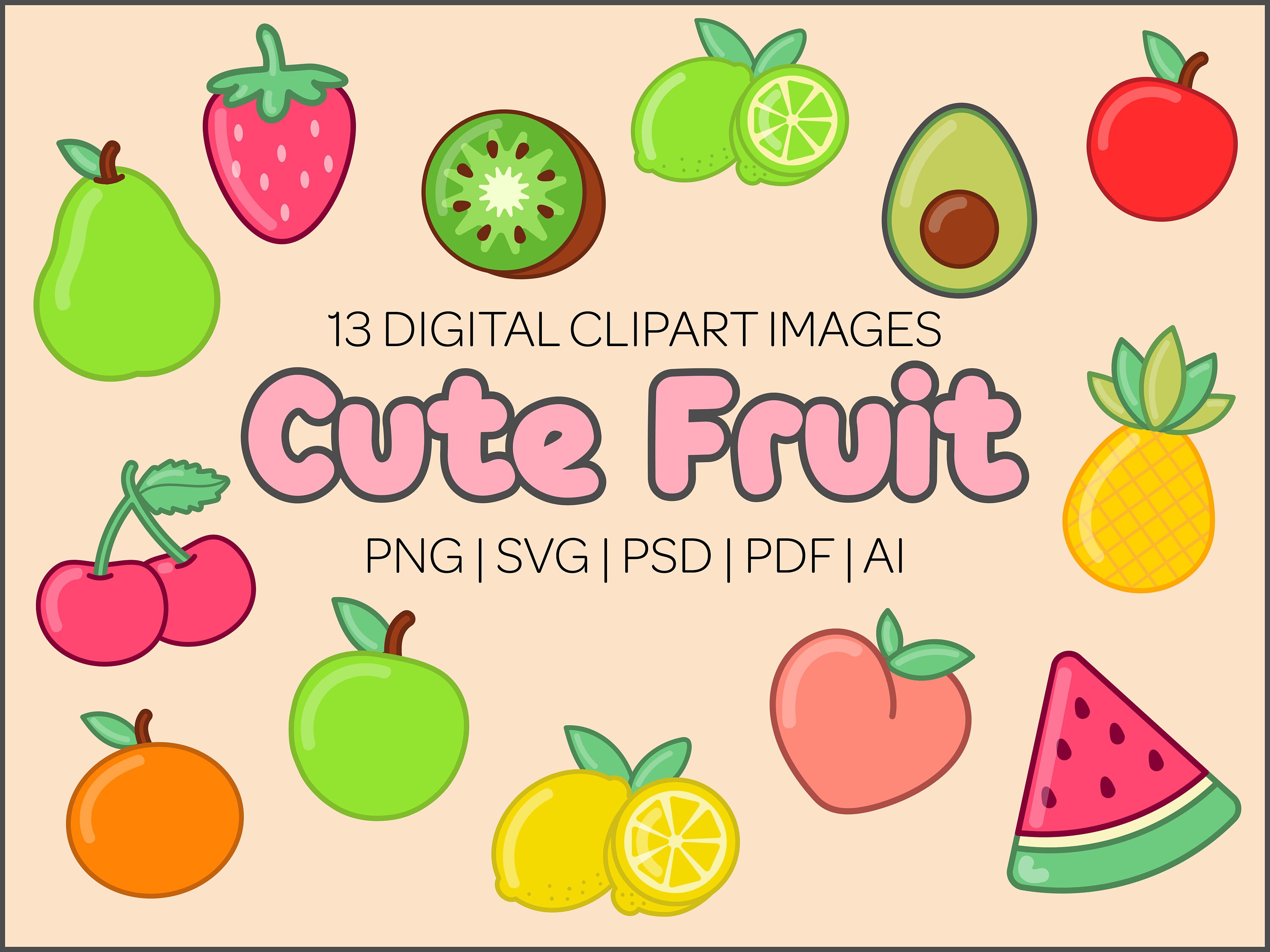 Cute Fruit SVG Digital Bundle - Etsy