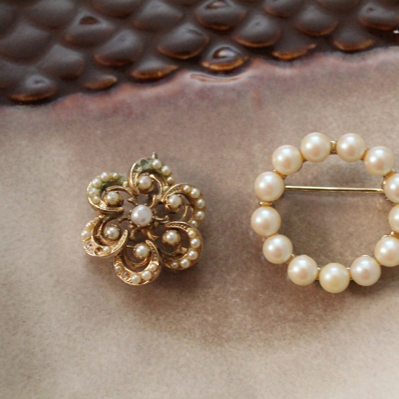Vintage Pearl Brooch - Etsy