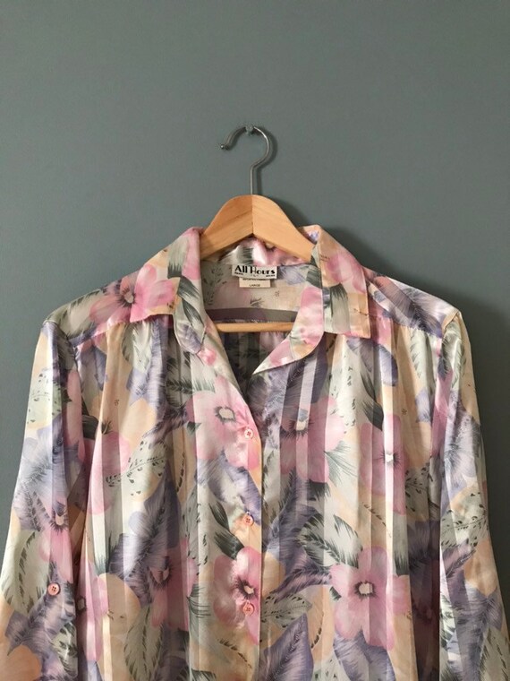 PASTEL blouse | sheer striped blouse | floral pastel … - Gem