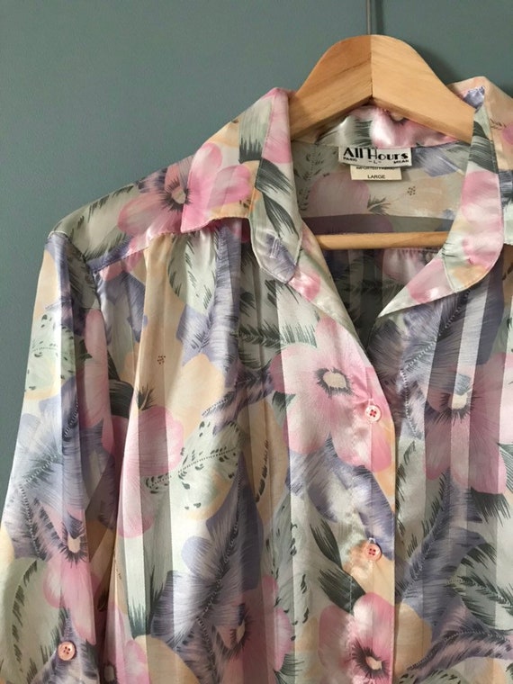 PASTEL blouse | sheer striped blouse | floral pastel … - Gem