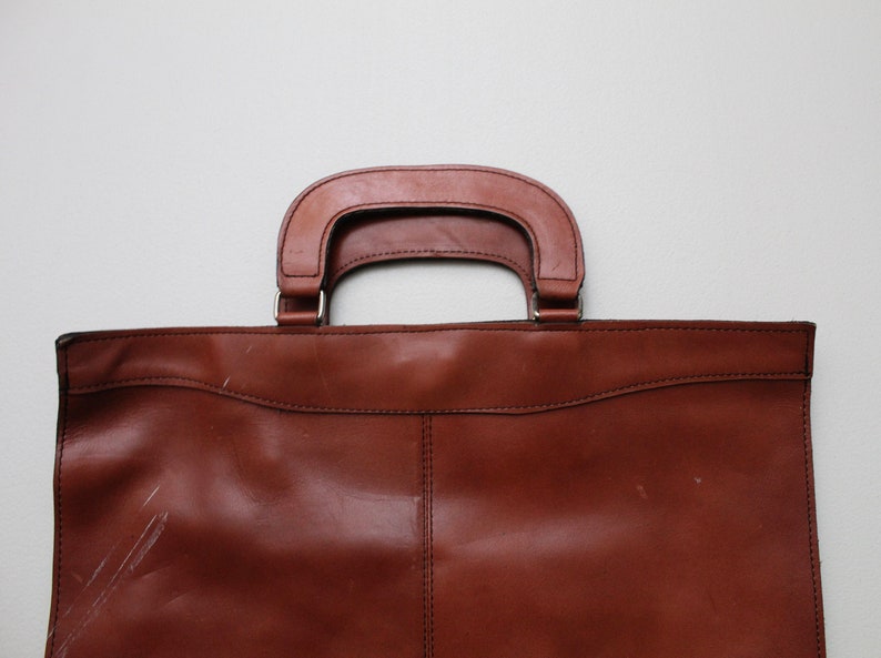 RUST Leather Secretary Bag | 1970s Leather Bag | Flat Laptop Purse | - Etsy