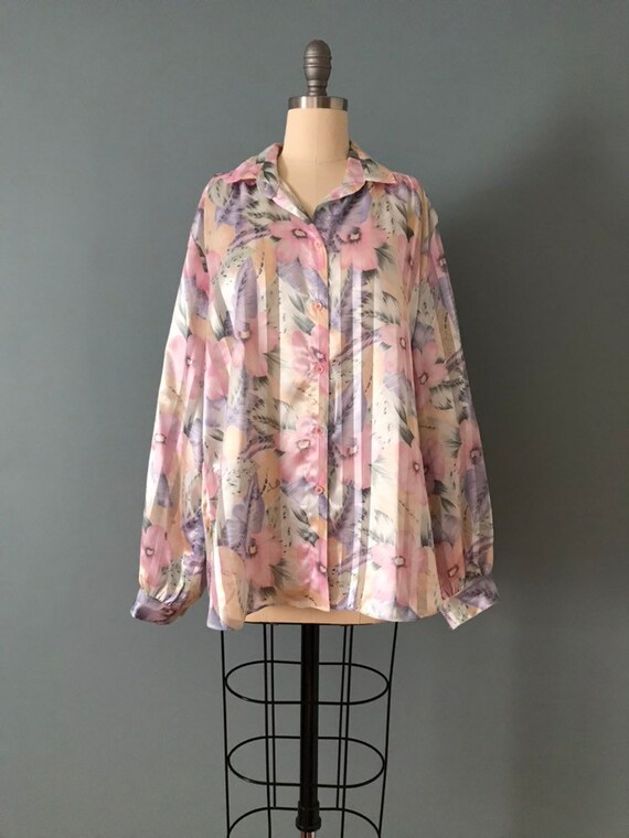 PASTEL blouse | sheer striped blouse | floral pastel … - Gem
