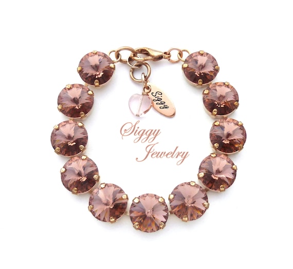 Blush Rose Brilliant Rivoli Bracelet Necklace or Complete - Etsy