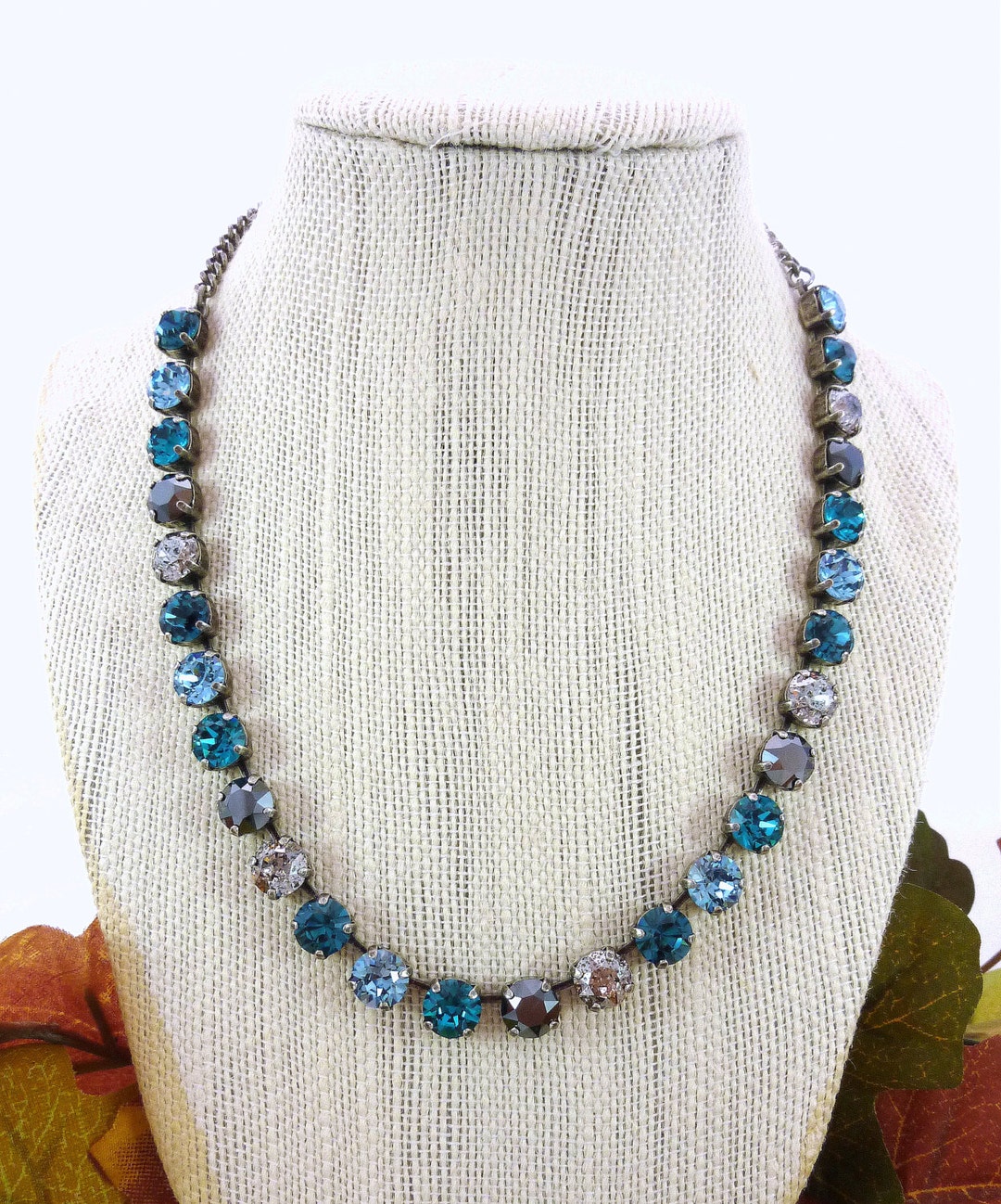 Brilliant Austrian Crystal Necklace, 8mm Aqua, Hematite, Teal, New ...