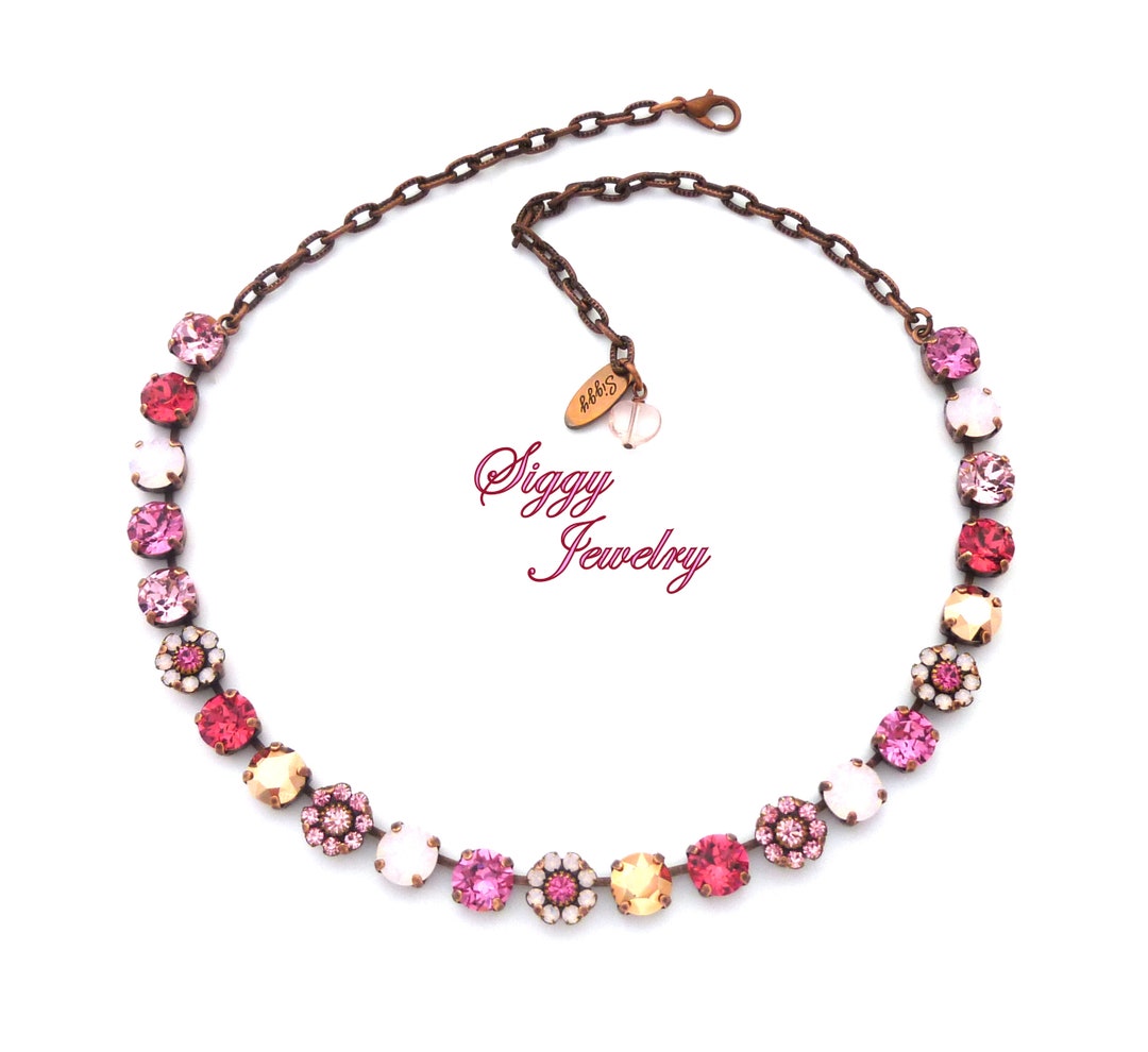 Crystal Chaton Necklace Made With 8mm Genuine Austrian Crystals, Flower ...