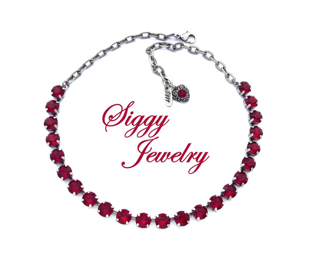 Collar rojo de cristal austriaco genuino, elija su color, siam de 8 mm ...
