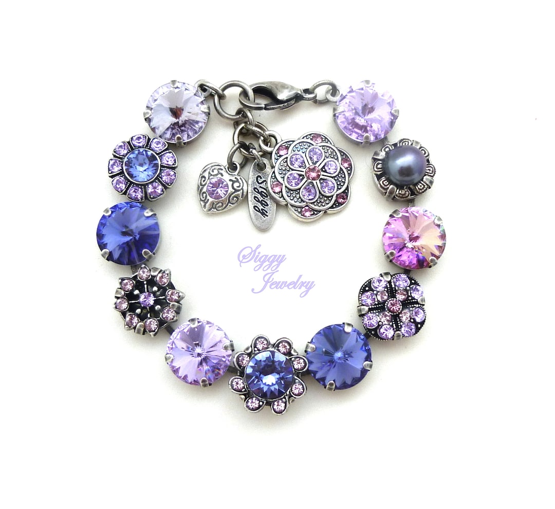 Austrian Crystal Bracelet, Necklace or 3 Piece Set 12mm Purple, Violet ...