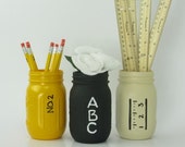 Items similar to Mason Jars, Back to School, Pencil, Chalk, Ruler ...