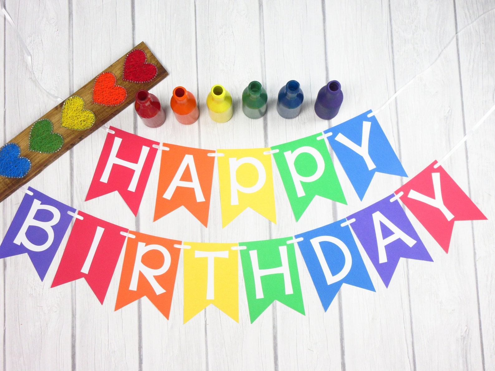 Rainbow Happy Birthday Banner Rainbow Banner Rainbow Decor - Etsy