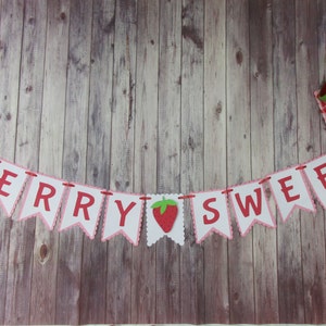 Berry Sweet Birthday Strawberry Banner Strawberry Party Strawberry ...
