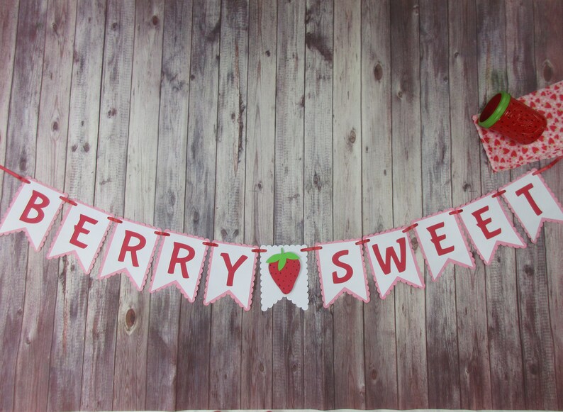 Berry Sweet Birthday Strawberry Banner Strawberry Party - Etsy