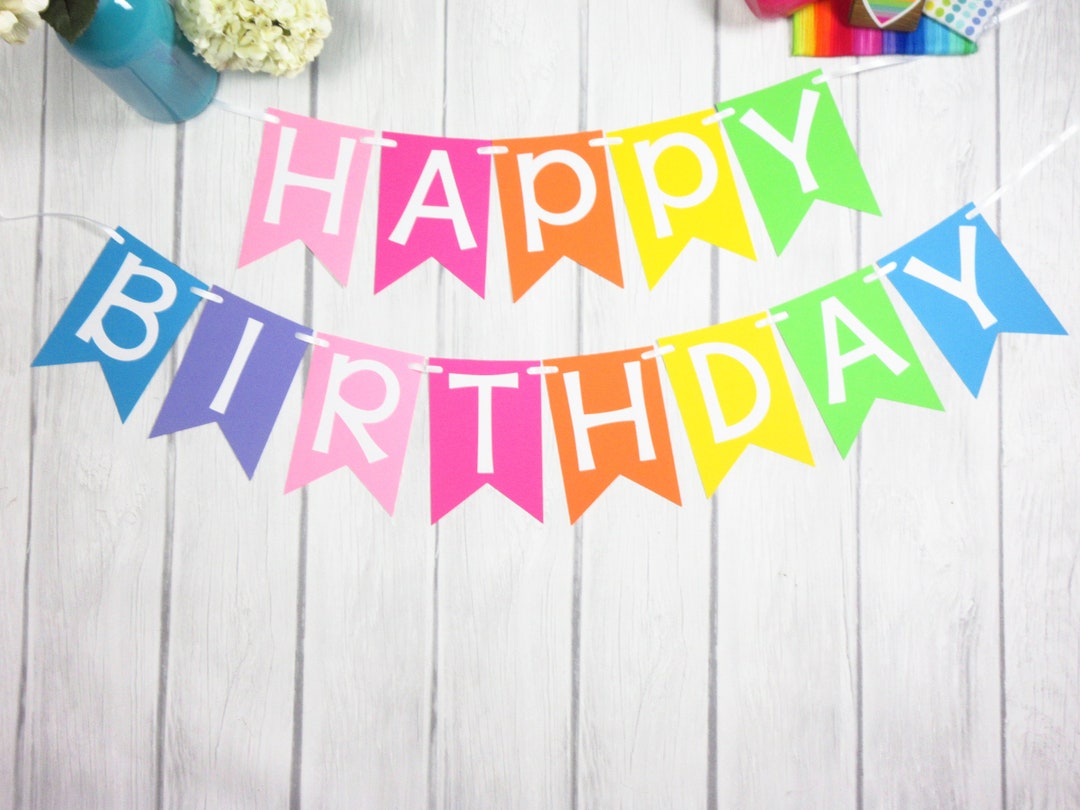Rainbow Happy Birthday Banner Rainbow Banner Rainbow Decor Happy ...