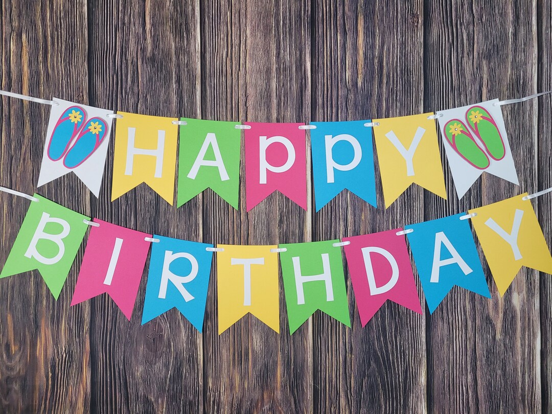 Flip Flop Birthday Banner Summer Party Summer Decor Flip - Etsy