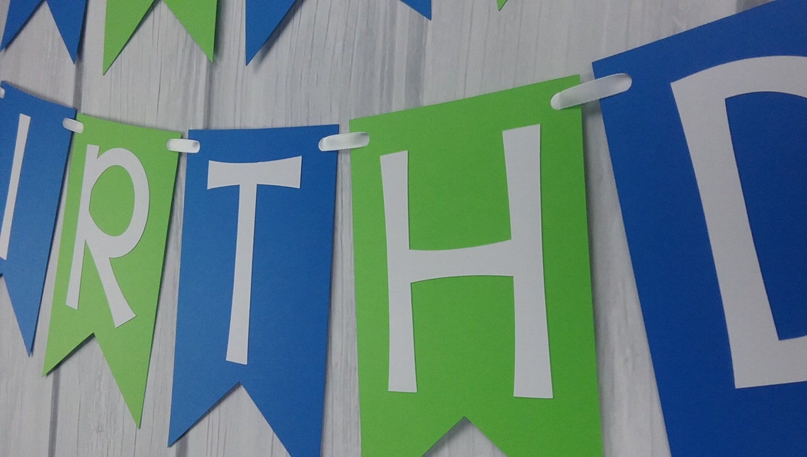 Lime Green & Blue Happy Birthday Banner Birthday Banner - Etsy
