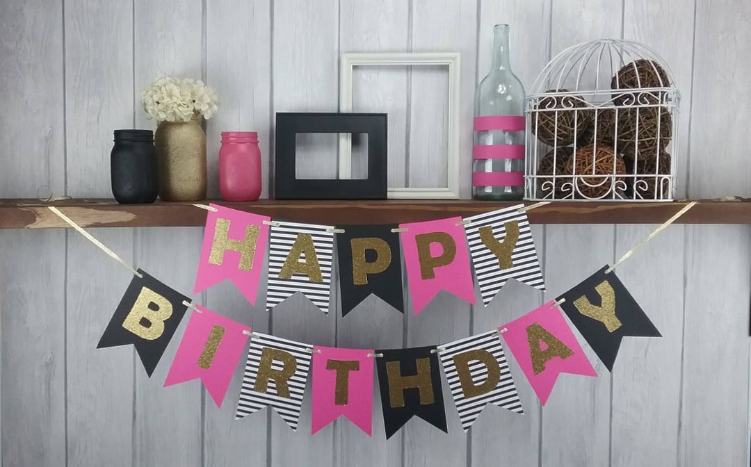 Birthday Banner Girl's Birthday Banner Gold Birthday - Etsy
