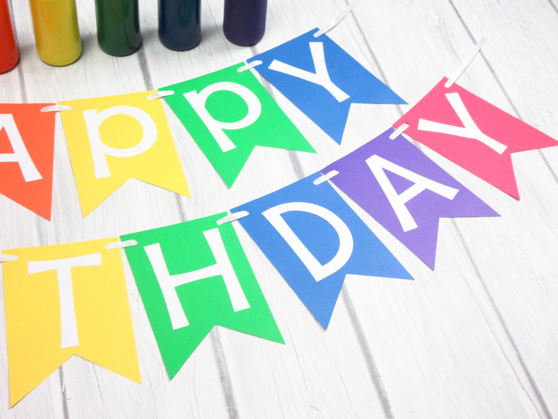 Rainbow Happy Birthday Banner Rainbow Banner Rainbow Decor - Etsy