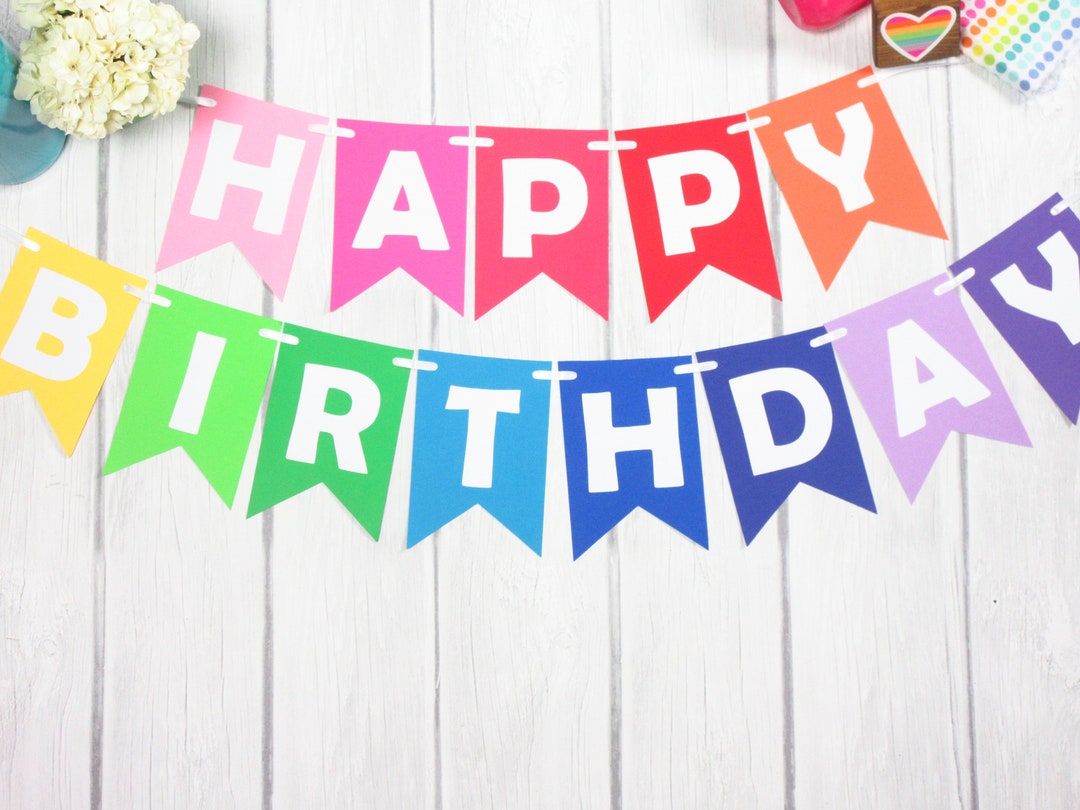 Rainbow Happy Birthday Banner Rainbow Banner Rainbow Decor Happy ...