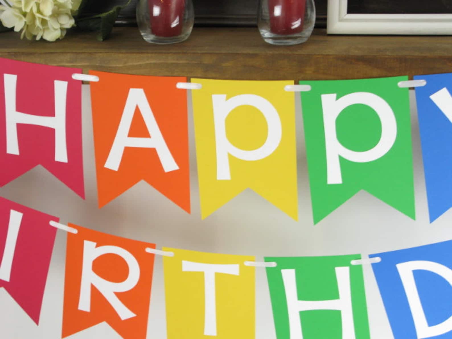 Rainbow Happy Birthday Banner Rainbow Banner Rainbow Decor - Etsy