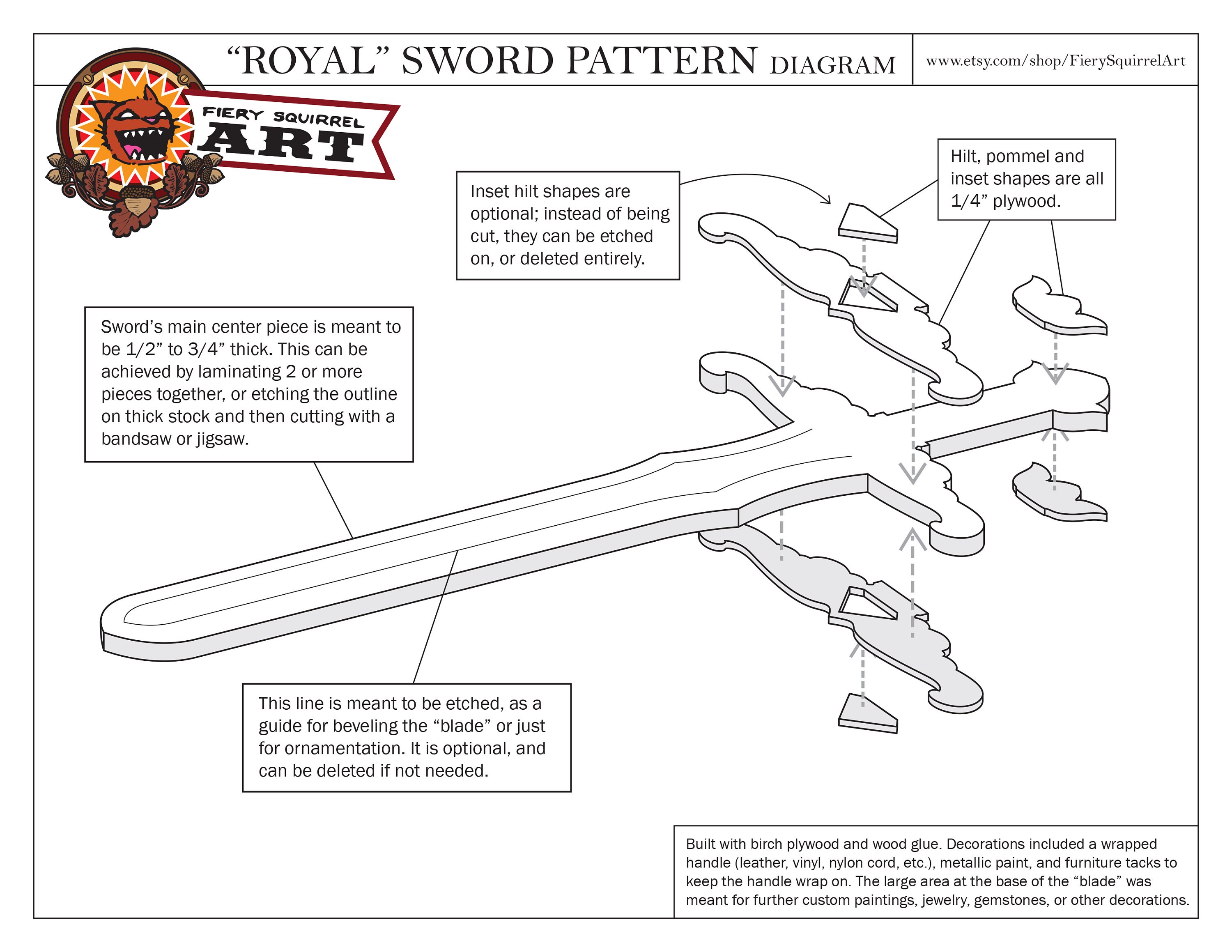 Royal Sword Pattern Outline .svg File for Laser Cutting and | Etsy