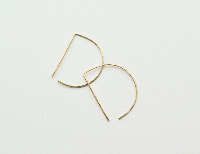 14k Gold Filled D Hoop Earrings D Shaped Hoops Gold Hoop - Etsy