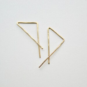 14k Gold Filled Triangle Earrings - Triangle Threader Earrings - Open ...
